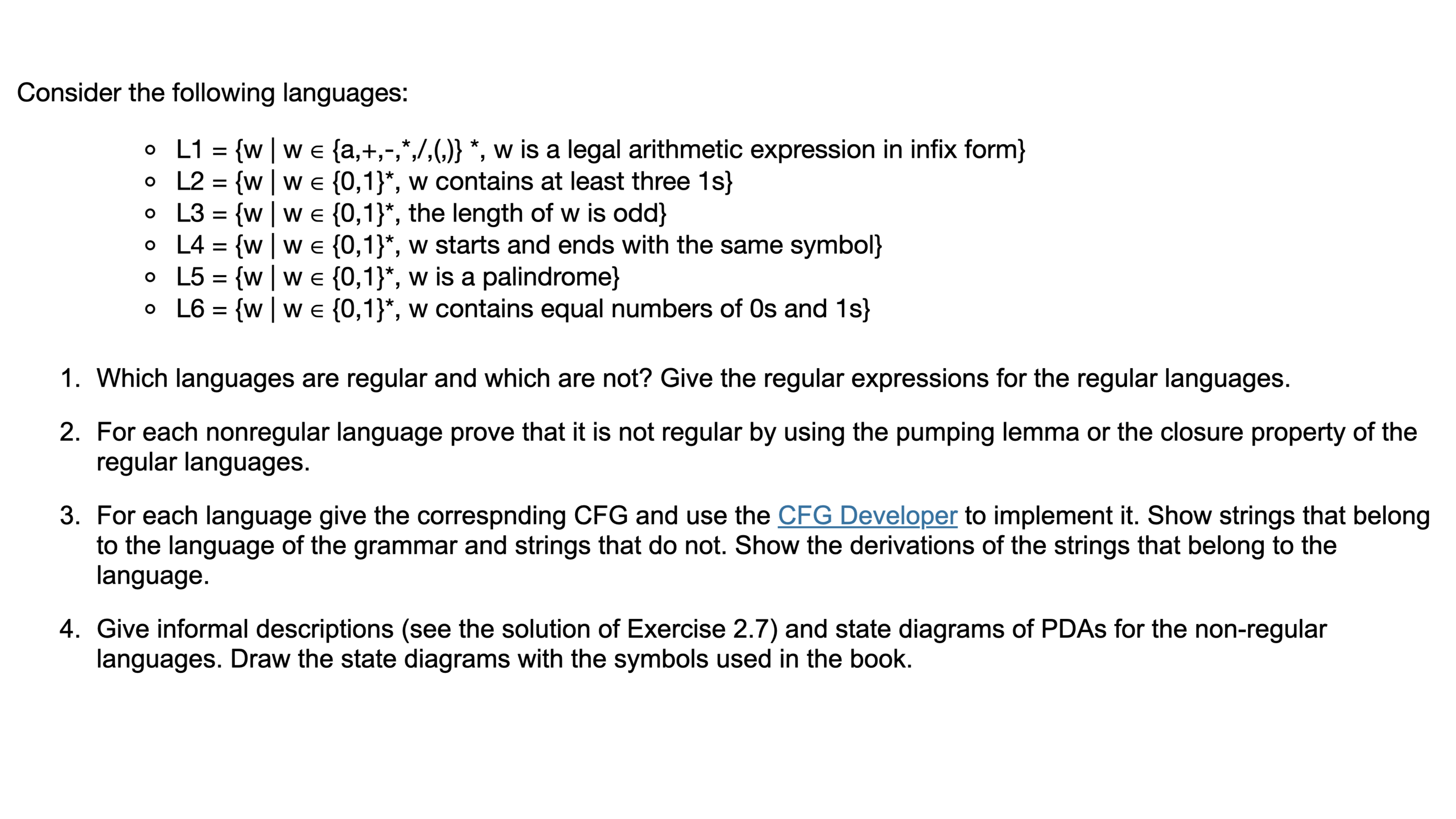 Solved Consider the following languages: - | Chegg.com