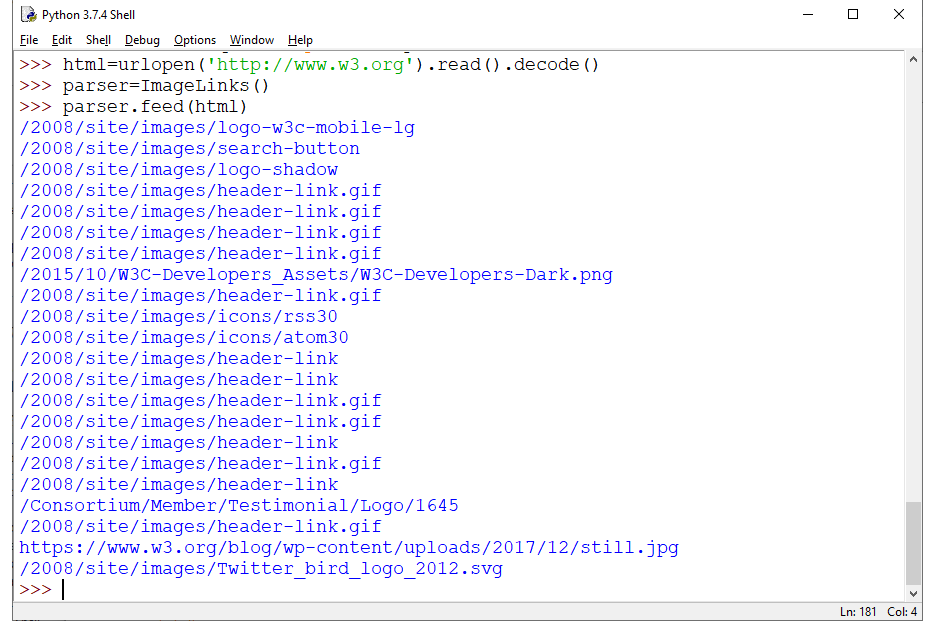 Solved Write an HTML parser ImageLinks that prints out all | Chegg.com