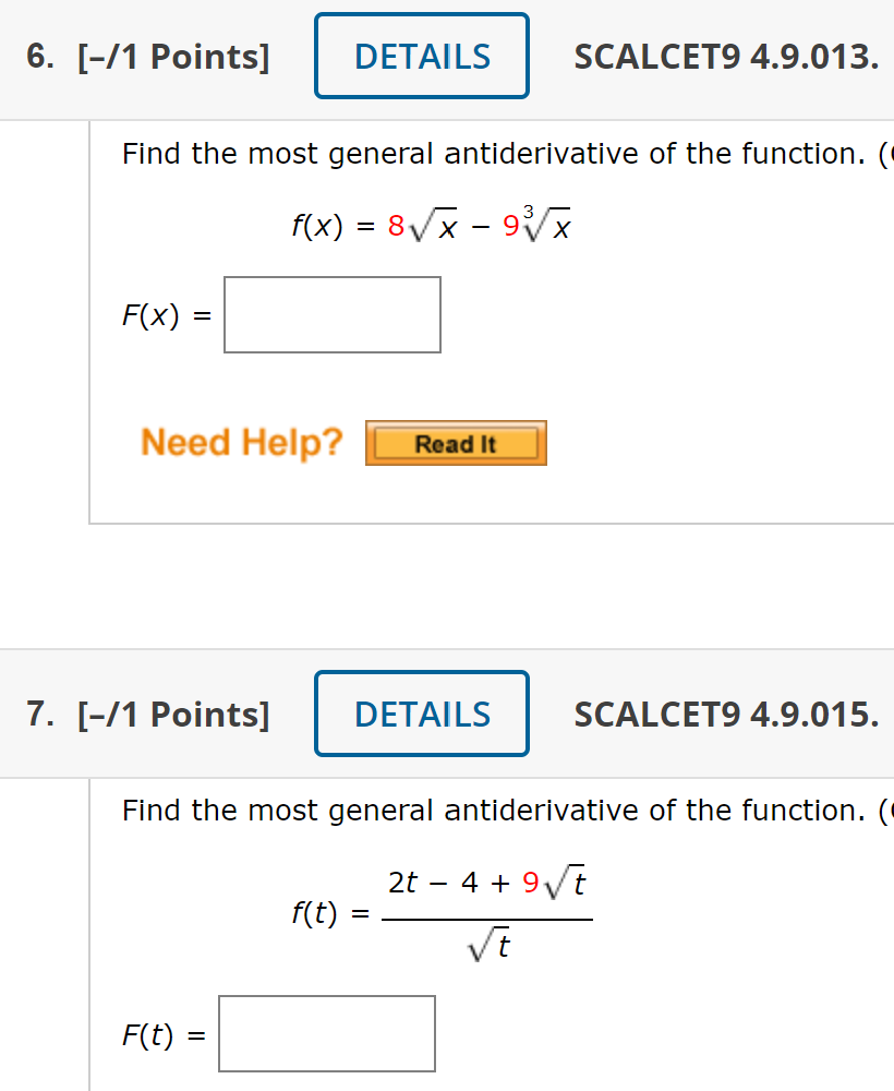 Solved 6. [-/1 Points] SCALCET9 4.9.013. Find the most | Chegg.com