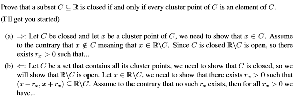 Solved Prove that a subset C CR is closed if and only if | Chegg.com