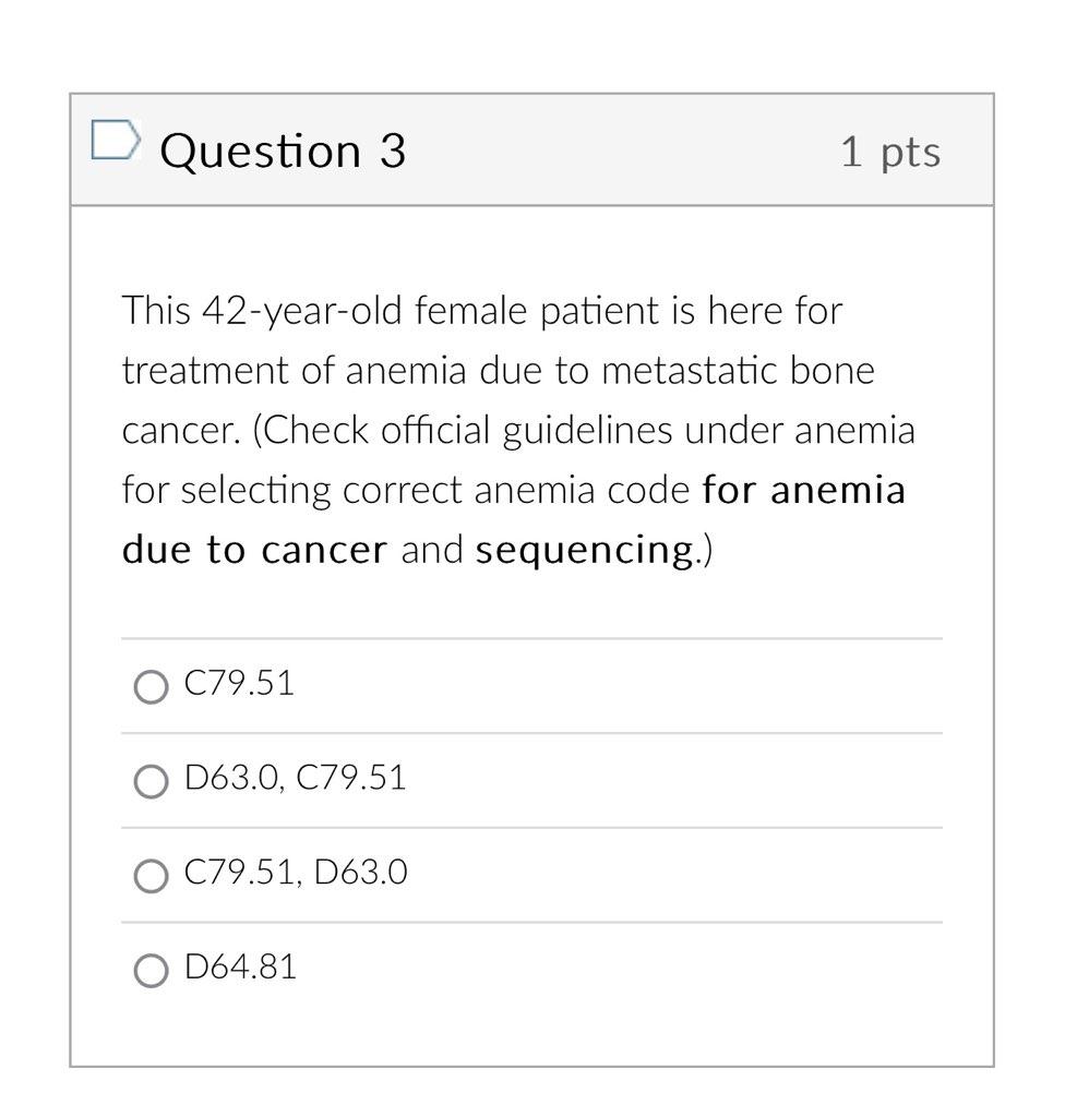 Solved Question 3 This 42-year-old female patient is here | Chegg.com