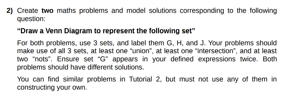 Solved 2) Create two maths problems and model solutions | Chegg.com