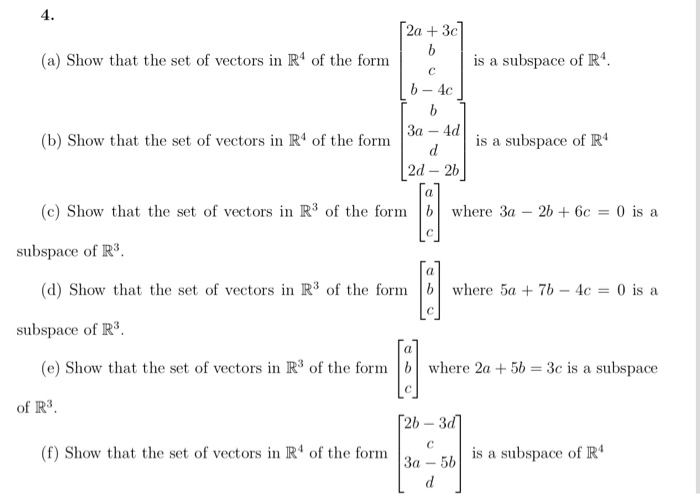 Solved 2a +3c (a) Show that the set of vectors in R1 of the | Chegg.com