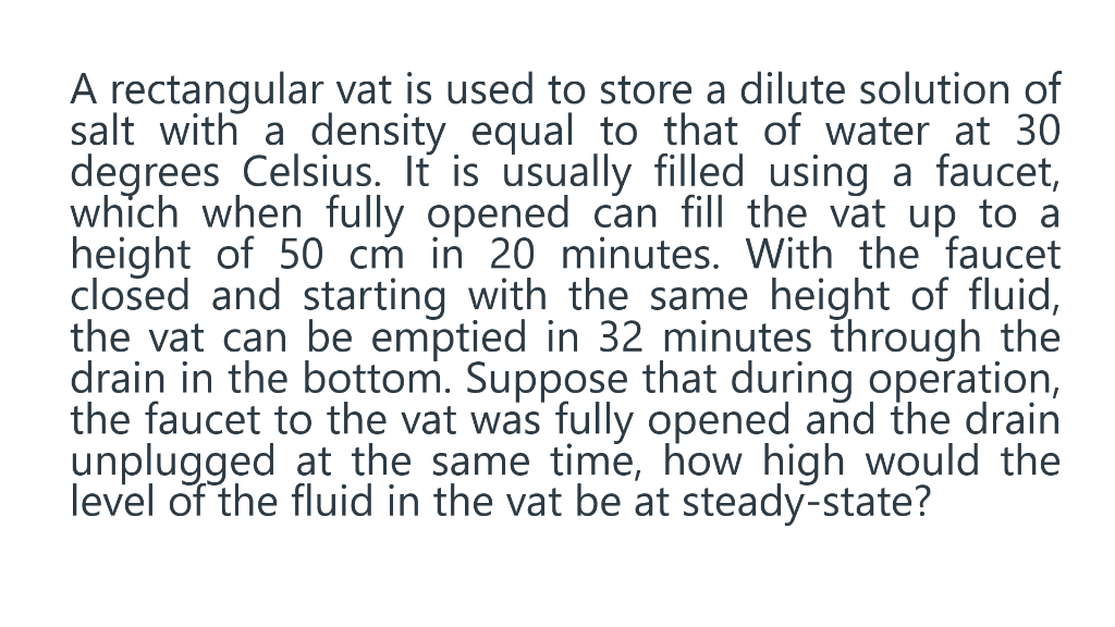 Solved A rectangular vat is used to store a dilute solution | Chegg.com