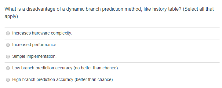 Solved What is a disadvantage of a dynamic branch prediction | Chegg.com