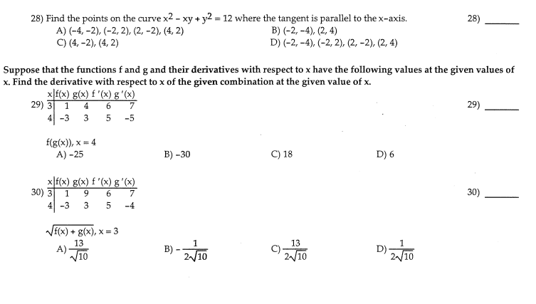 Solved 28) 28) Find the points on the curve x2 - xy + y2 = | Chegg.com