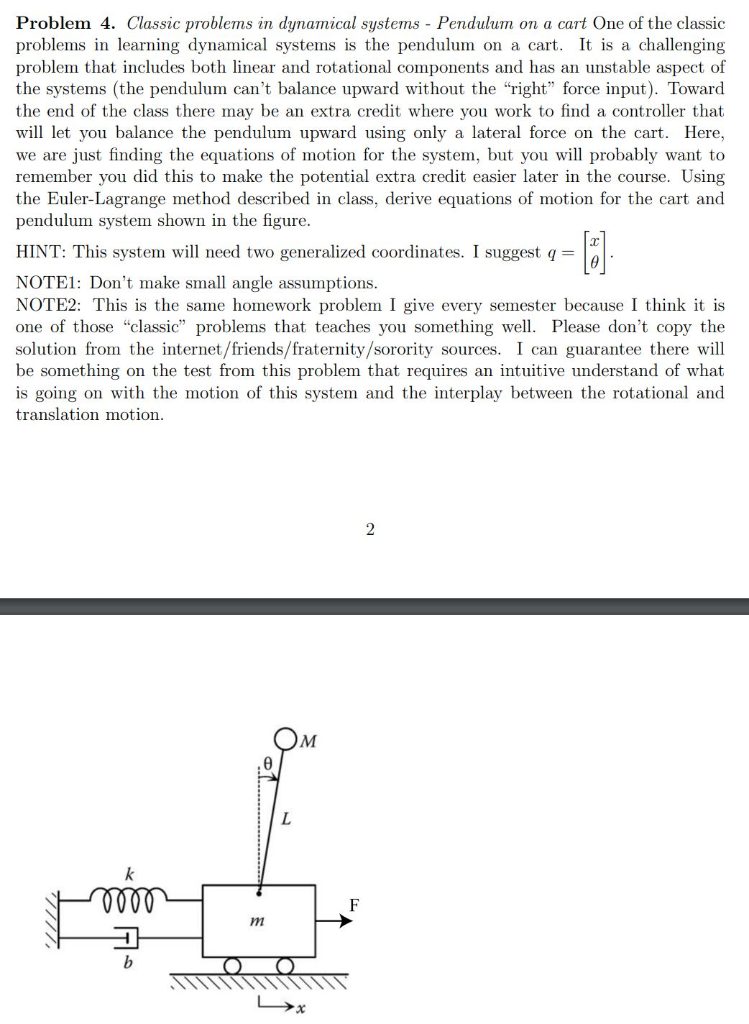 Solved Problem 4. Classic problems in dynamical systems - | Chegg.com