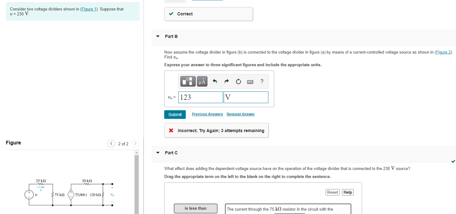 Solved Consider two voltage dividers shown in (Figure 1). | Chegg.com