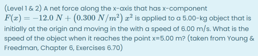 Solved (Level 1 & 2) A net force along the x-axis that has | Chegg.com