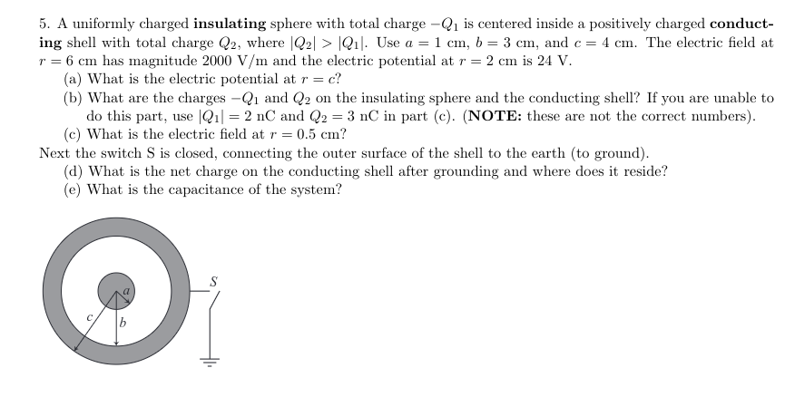 Solved uniformly charged insulating sphere with total charge | Chegg.com