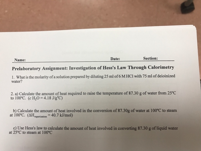 Solved Date Section Name Prelaboratory Assignment