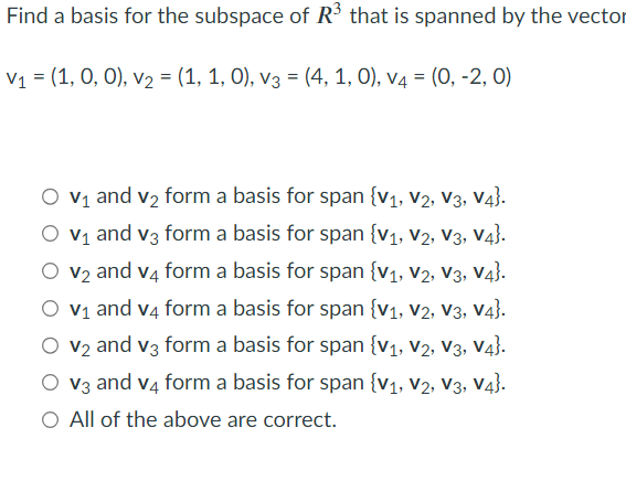 Solved Find a basis for the subspace of R3 that is spanned | Chegg.com