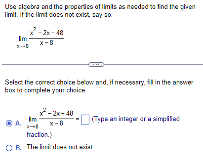 Solved Use algebra and the properties of limits as needed to | Chegg.com