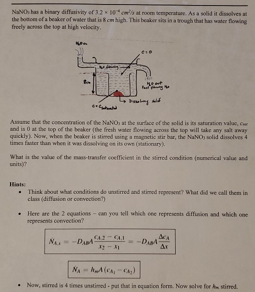 Solved NANO, has a binary diffusivity of 3.2 x 10-4 cm/s at | Chegg.com