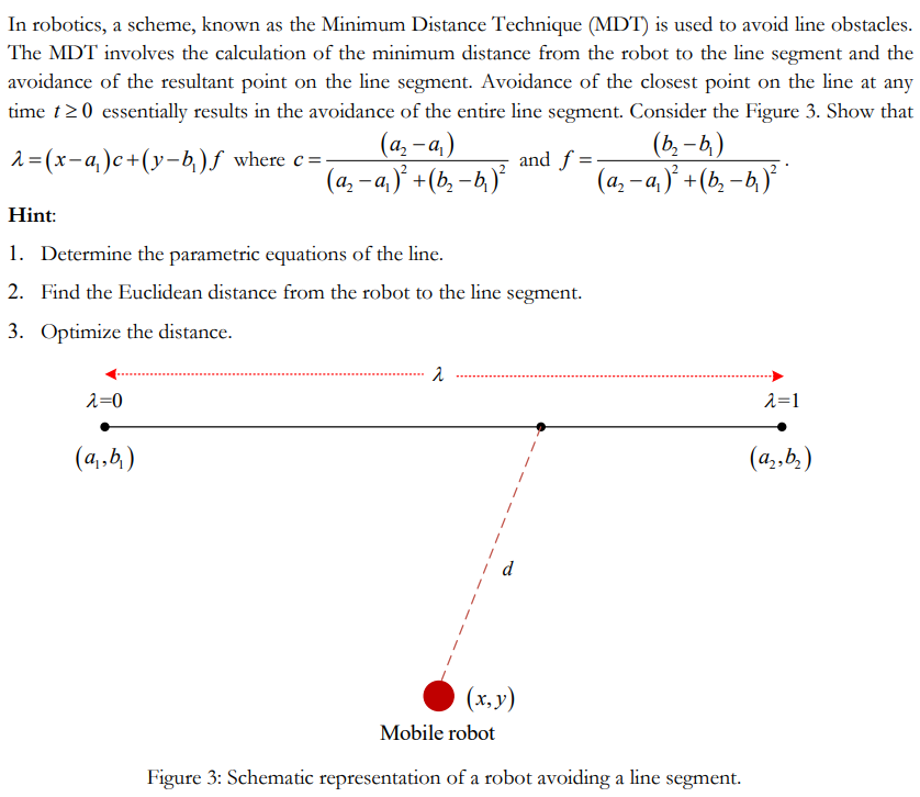Solved In robotics, a scheme, known as the Minimum Distance | Chegg.com