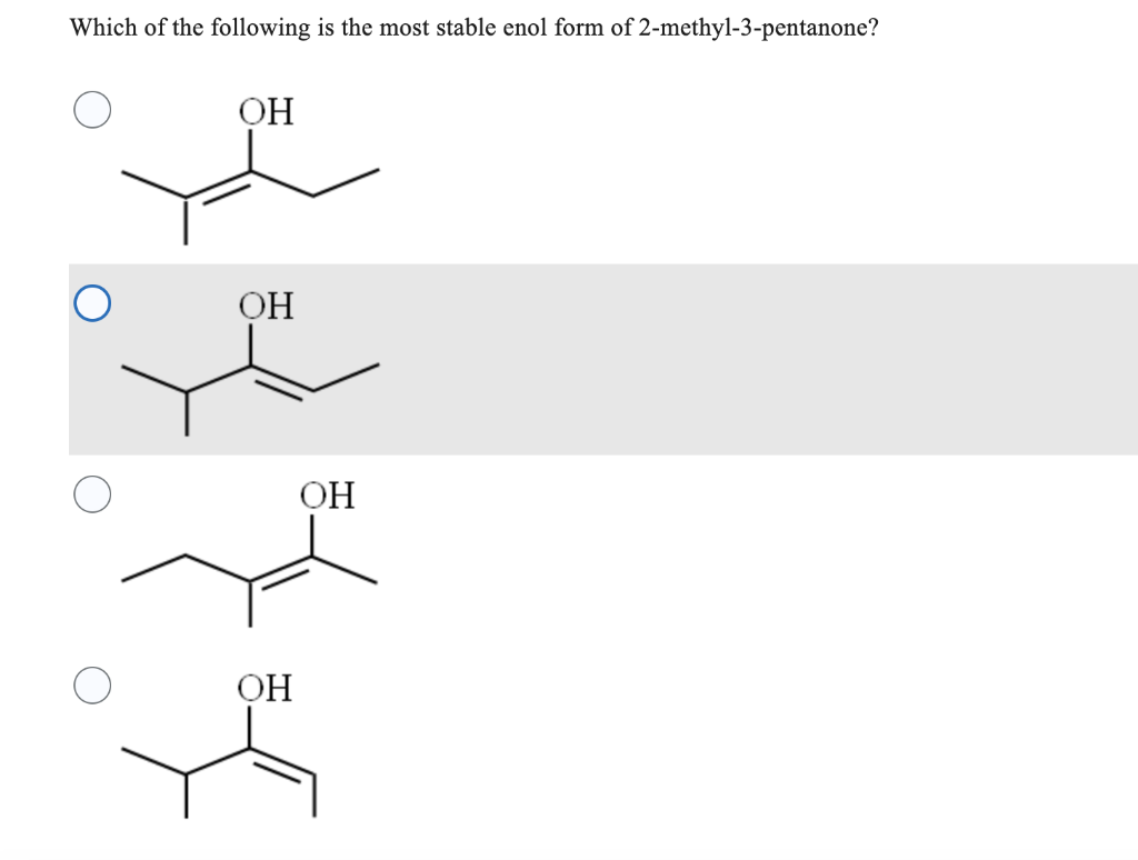 Solved Which of the following is the most stable enol form | Chegg.com