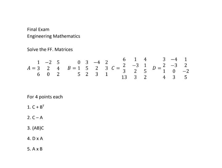 Solved Final Exam Engineering Mathematics Solve the FF. | Chegg.com