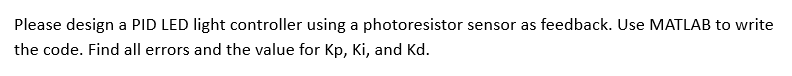 Solved Please design a PID LED light controller using a | Chegg.com