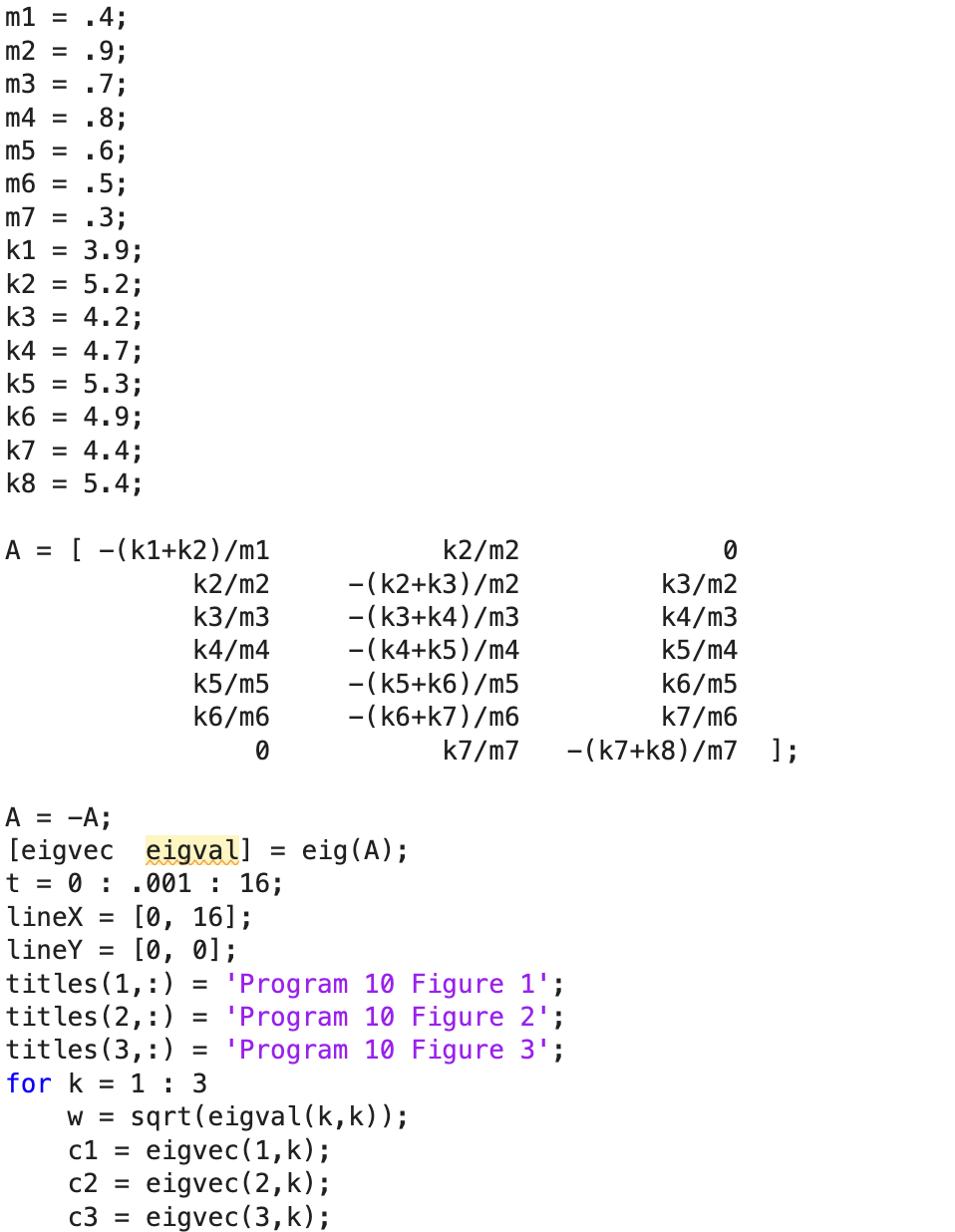 Program 10, CSC 2262, Spring 2023 In the mass-spring | Chegg.com