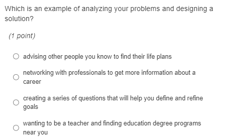 Solved Which is an example of analyzing your problems and | Chegg.com