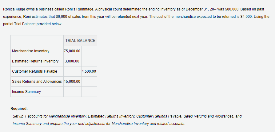 Solved Adjustment for Merchandise Inventory Using T | Chegg.com