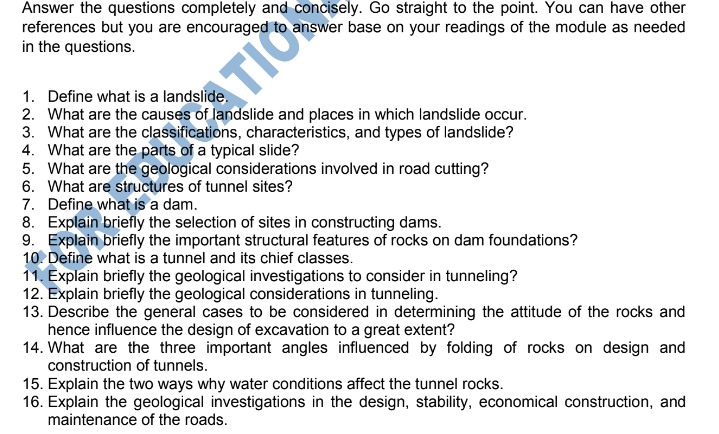 Solved Answer the questions completely and concisely. Go | Chegg.com