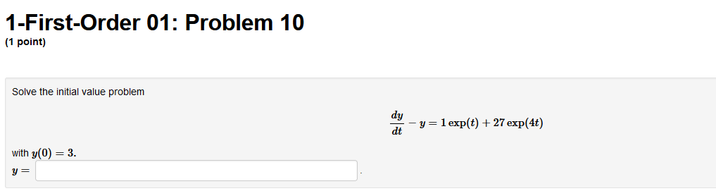 Solved 1 First Order 01 Problem 10 1 Point Solve The