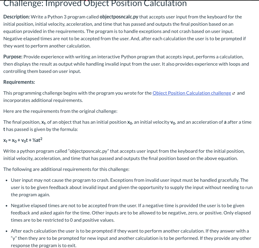 Solved Challenge: Improved Object Position Calculation | Chegg.com