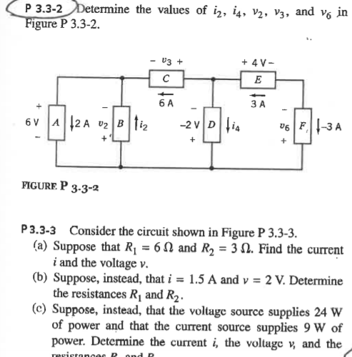 Solved P 3.3-2 Determine the values of i2, 14, V2, V3, and | Chegg.com