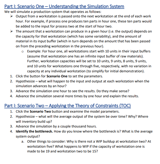 Part 1: Scenario One - Understanding the Simulation | Chegg.com