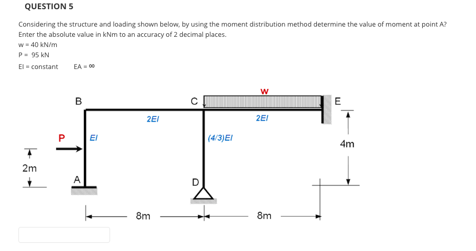 Solved QUESTION 5 Considering the structure and loading | Chegg.com