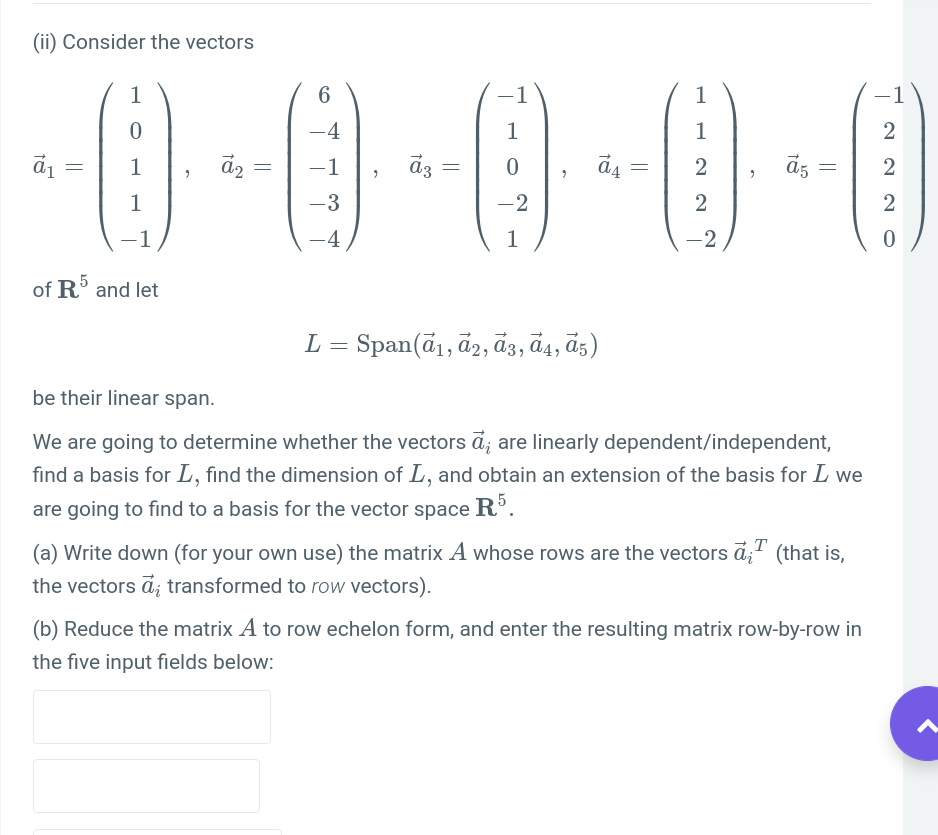 Solved (Linear Spans). Recall that the transpose operation | Chegg.com