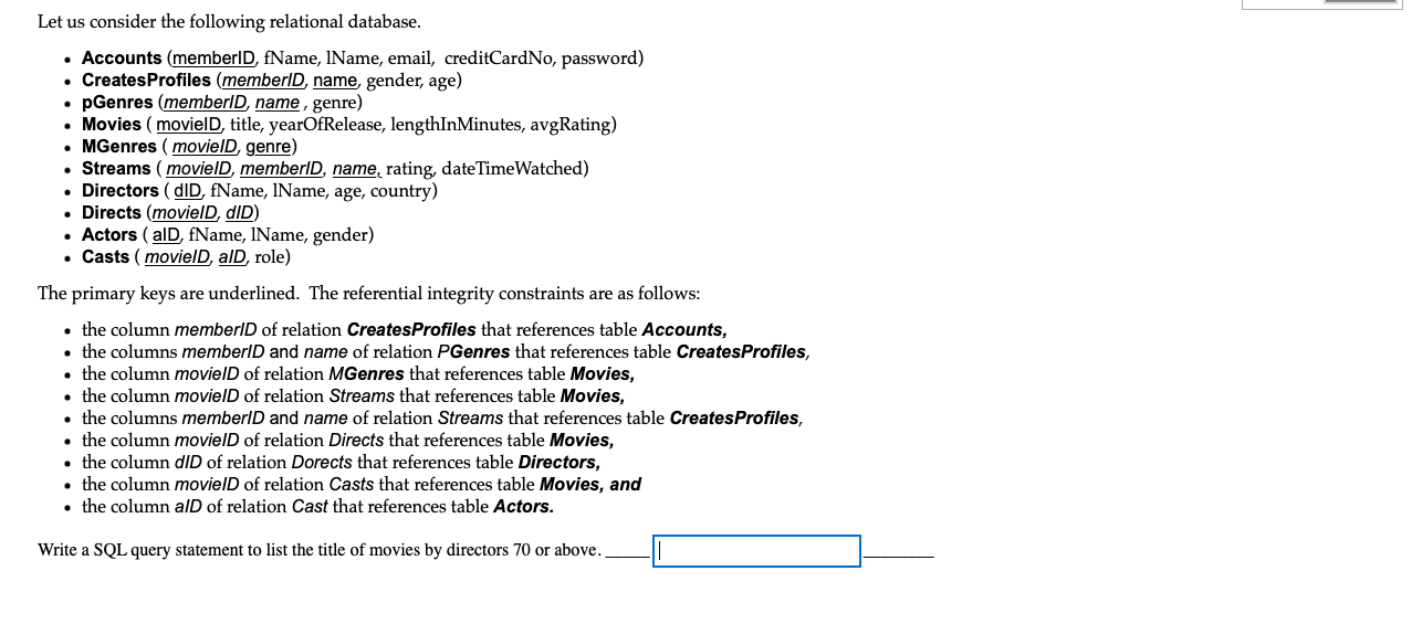Solved Let us consider the following relational database. - | Chegg.com