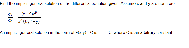 Solved Find the implicit general solution of the | Chegg.com