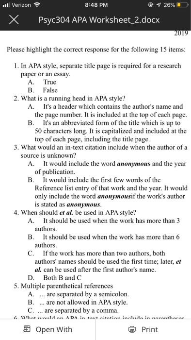 Solved 8:48 PM 1 26% l Verizon Psyc304 APA Worksheet_2.docx | Chegg.com