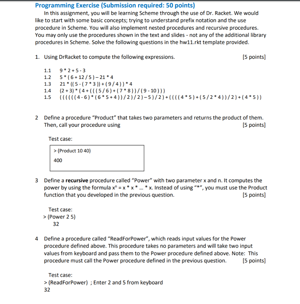 Programming Exercise (Submission required: 50 points) | Chegg.com