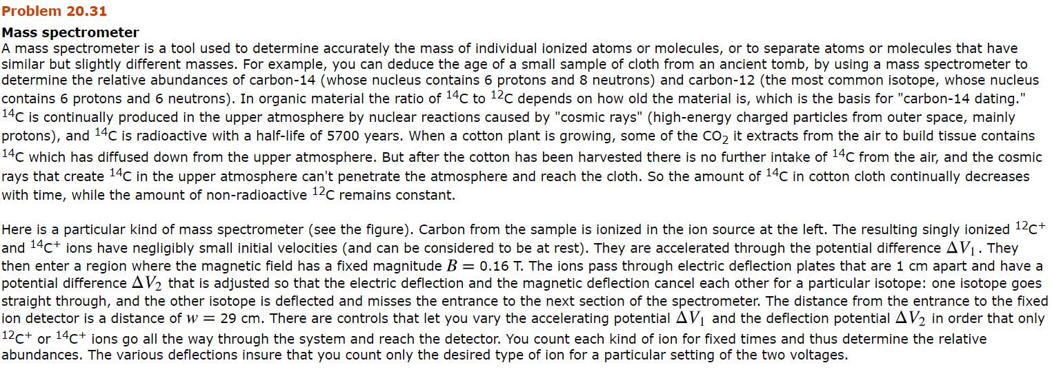 Solved Problem 20.31 Mass spectrometer A mass spectrometer | Chegg.com