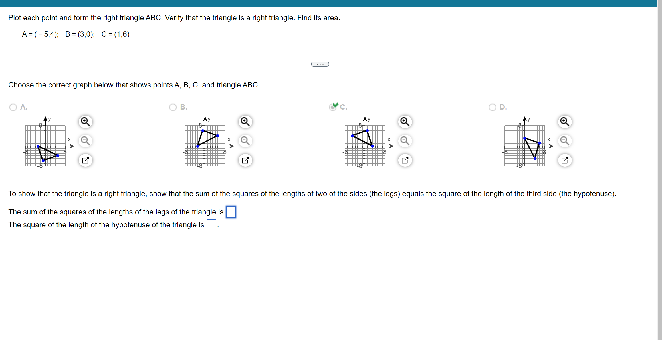 Solved Plot each point and form the right triangle ABC. | Chegg.com