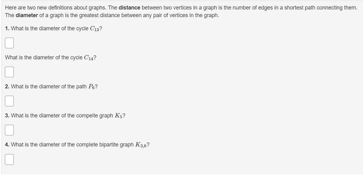 Solved Here are two new definitions about graphs. The | Chegg.com