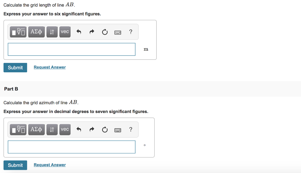 Calculate the grid length of line AB, Express your | Chegg.com