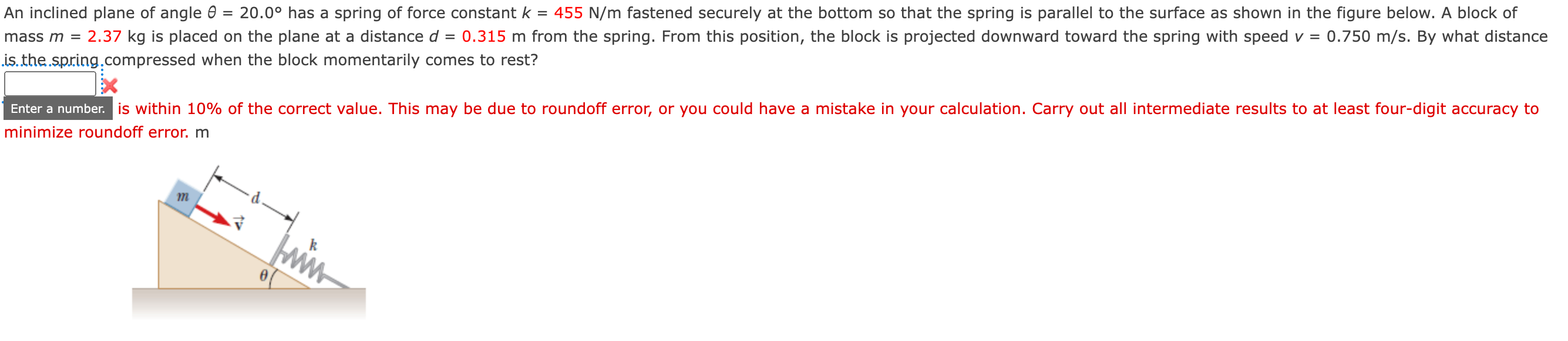 Solved s.the.spring.compressed when the block momentarily | Chegg.com