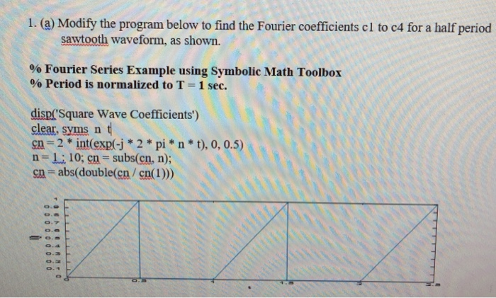 Solved 1. (a) Modify the program below to find the Fourier | Chegg.com