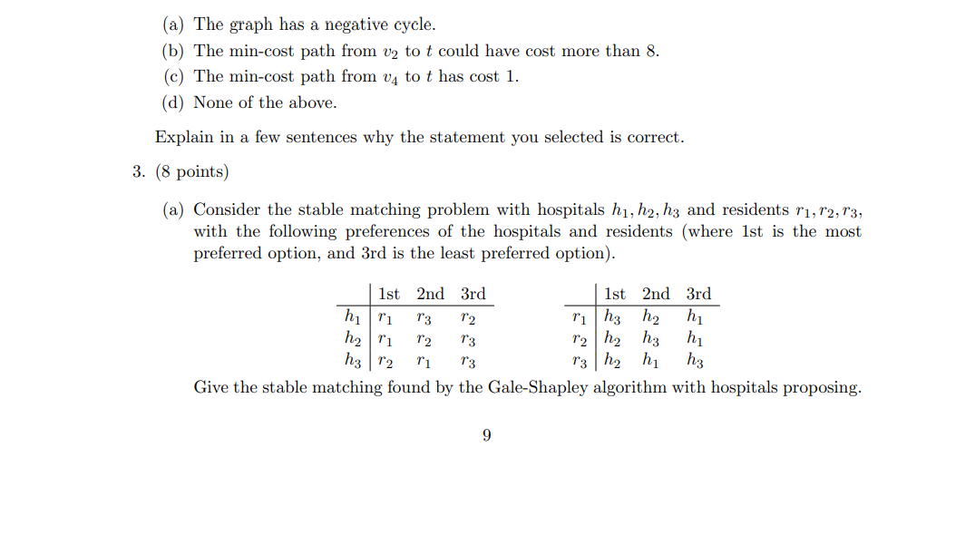 Solved (4 points) Consider the following graph, and the | Chegg.com