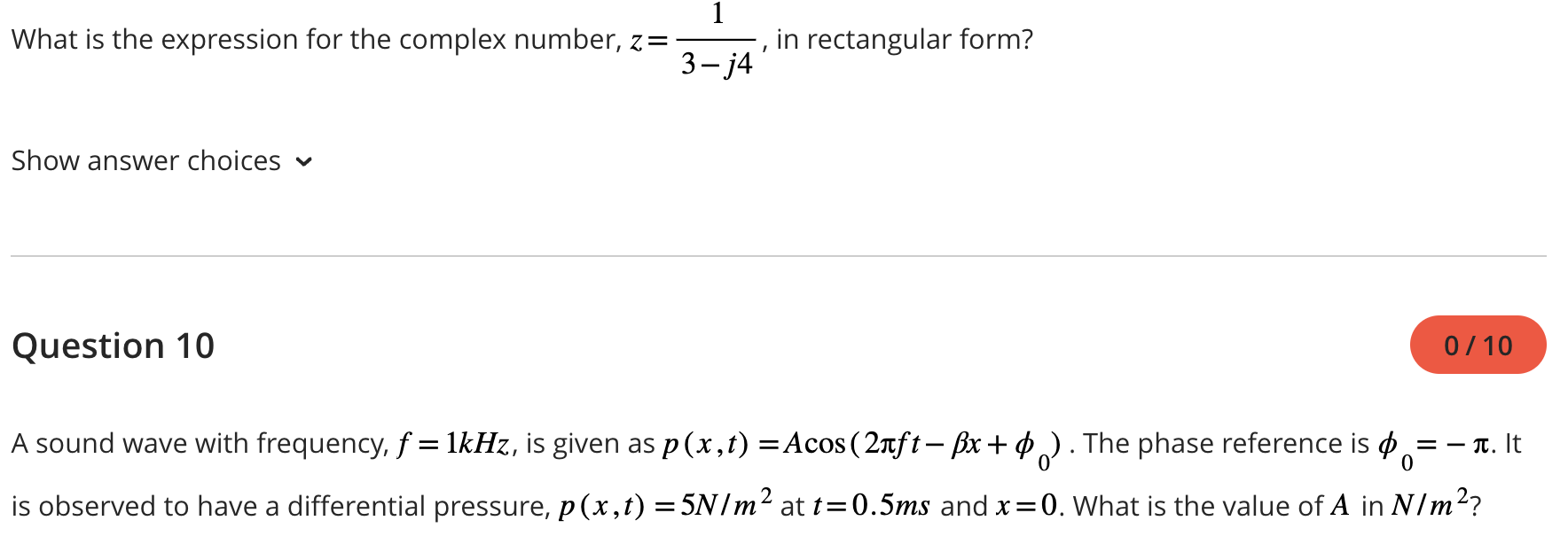 Solved What is the expression for the complex number, | Chegg.com