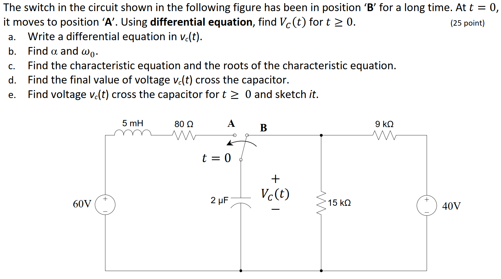 Solved The switch in the circuit shown in the following | Chegg.com