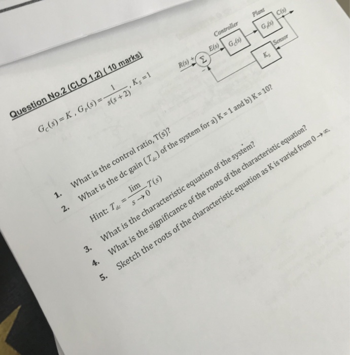 Solved Question No.2 (CL0 12)(10 marks) Gc(s)= K, | Chegg.com