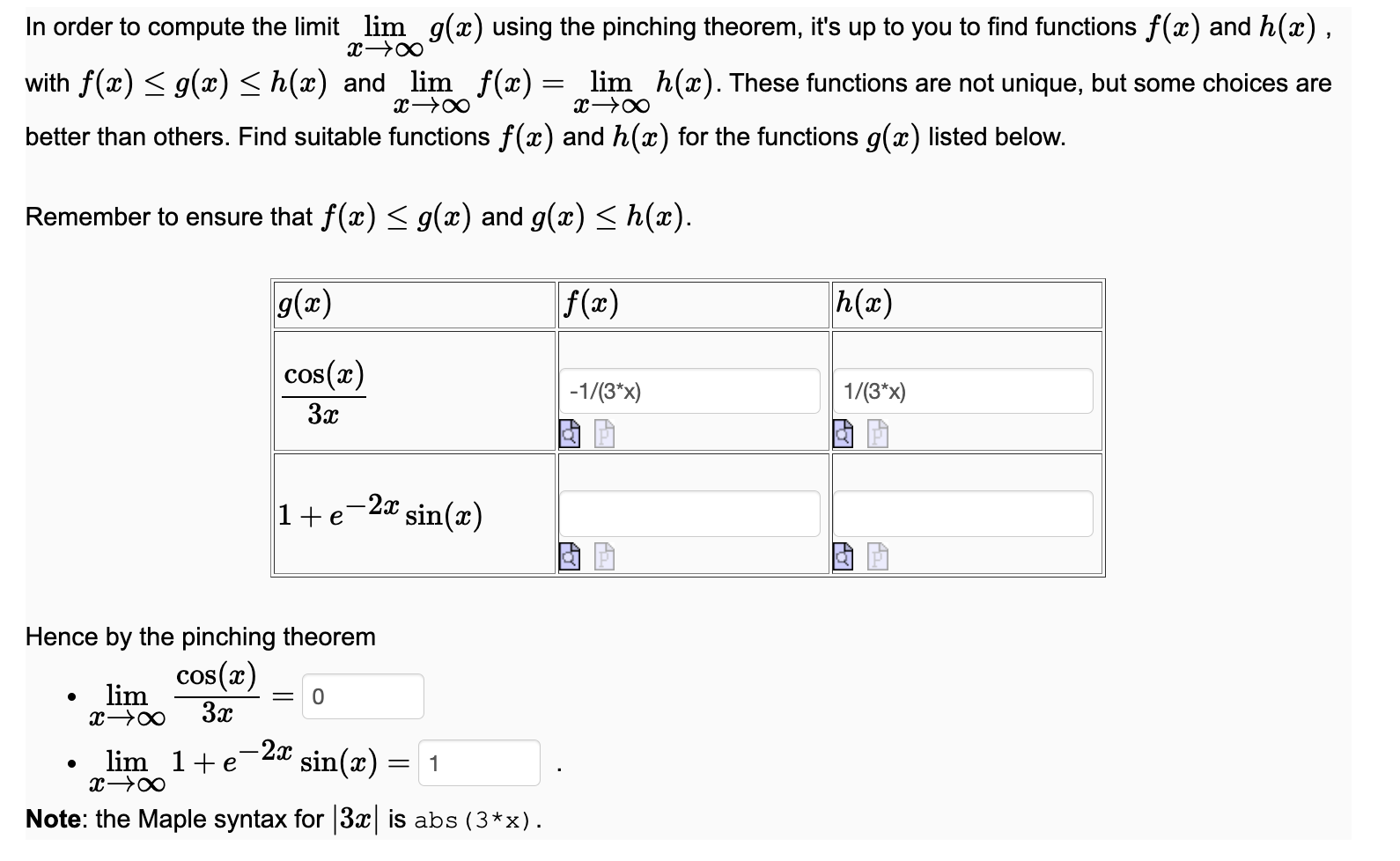 Solved In order to compute the limit limx→∞g(x) using the | Chegg.com