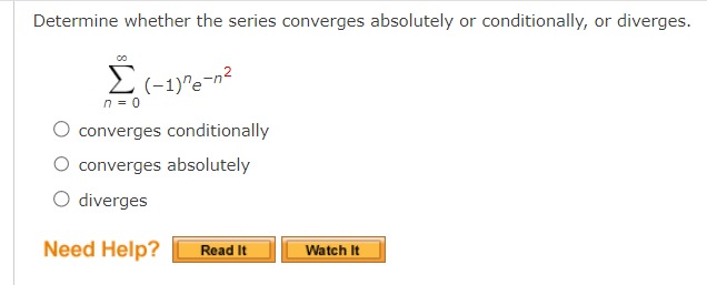 Solved Determine whether the series converges absolutely or | Chegg.com