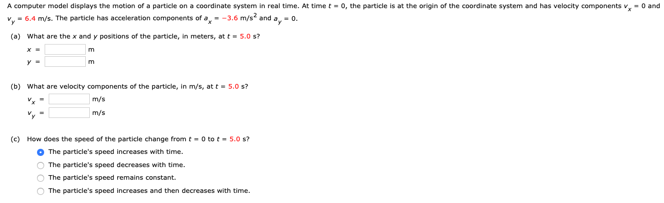 Solved A computer model displays the motion of a particle on | Chegg.com