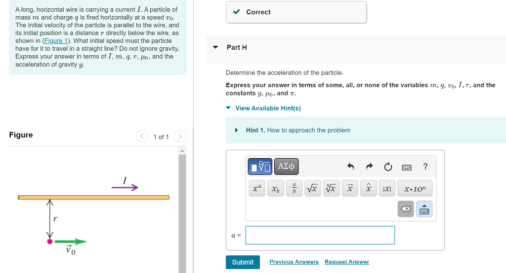 Solved A long, horizontal wire is carrying a current I. A | Chegg.com